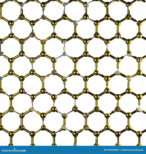 Nanomaterial Mesh Molecular Hexagonal Structure Honeycomb Connection Of Molecules In Gold
