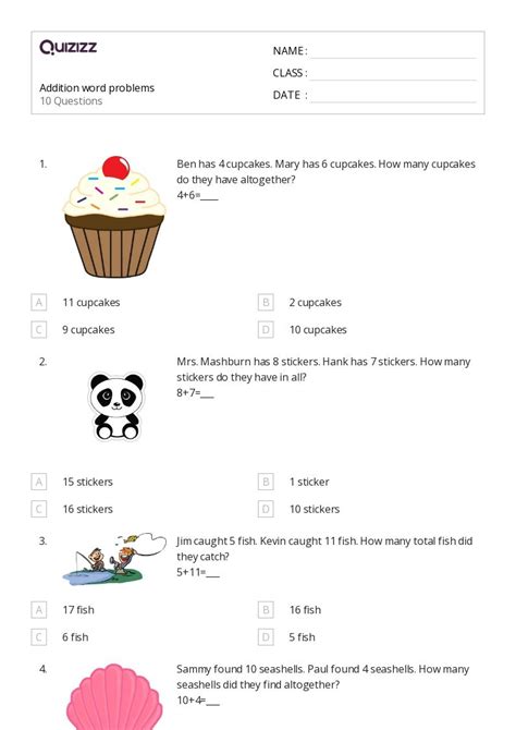 50 Addition Word Problems Worksheets For 1st Grade On Quizizz Free And Printable