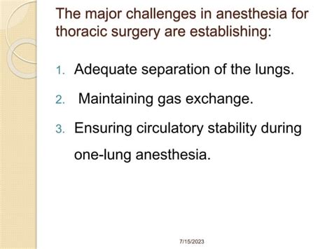 Anesthesia For Thoracic Surgery 2pptx
