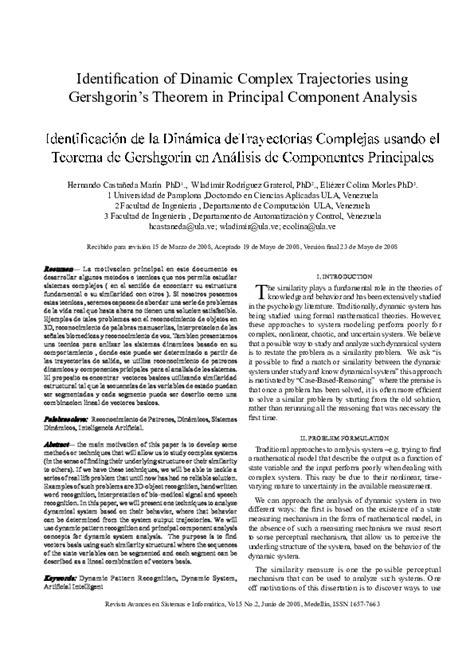 Pdf Identification Of Dinamic Complex Trajectories Using Gershgorin´ S Theorem In Principal