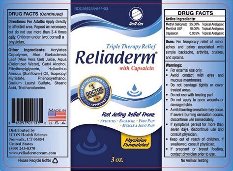 Reliaderm Methyl Salicylate Menthol Capsaicin Cream