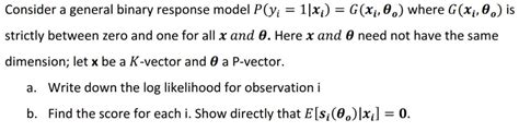 consider a general binary response model p yi 1k