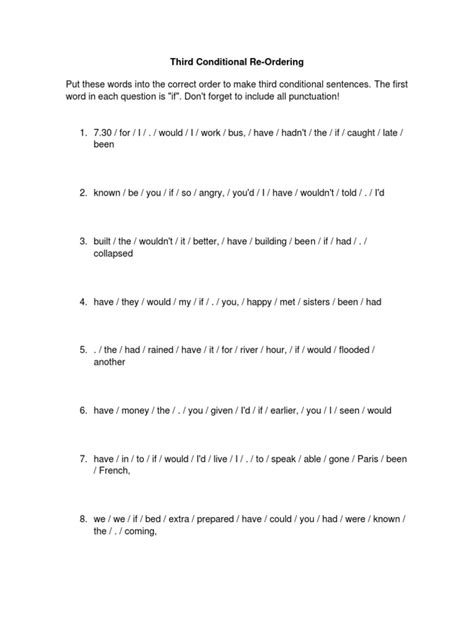 Third Conditional Reordering Pdf