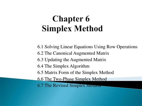 Ppt Chapter 6 Simplex Method Powerpoint Presentation Free Download