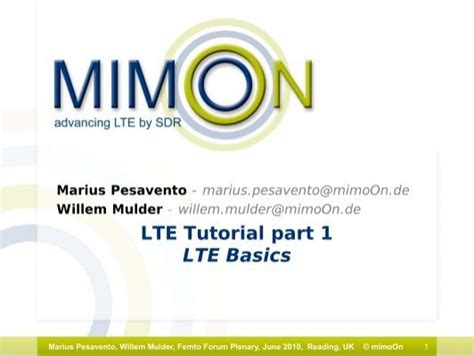 LTE Tutorial Part LTE Basics