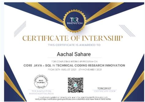aachal sahare on linkedin java mysql intership tcrinnovation