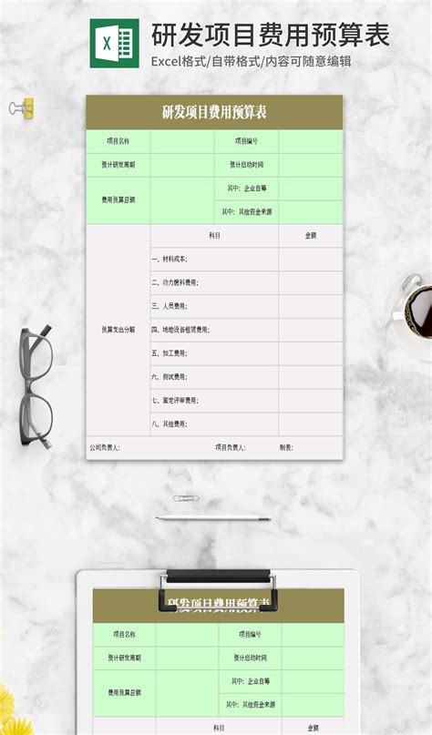 研发项目费用预算表excel模板 产品研发 系统之家办公