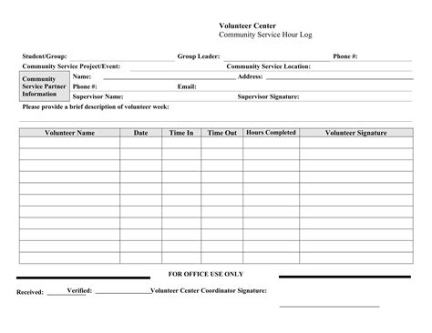 Free Printable Volunteer Hours Log Templates Excel Pdf Form Sheet
