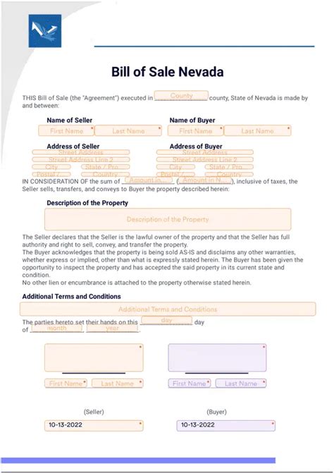 Bill Of Sale Nevada Reputable Site