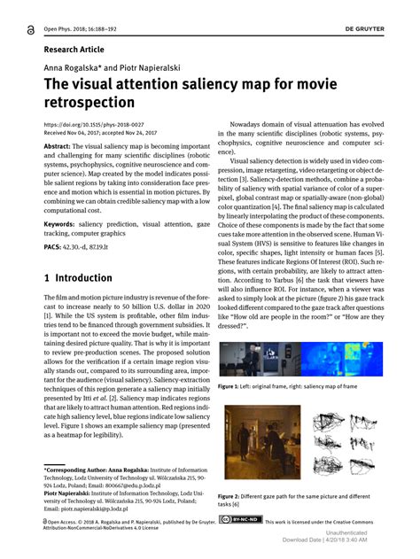 pdf the visual attention saliency map for movie retrospection