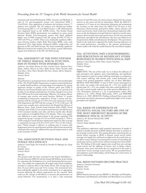 Pdf Association Between Male And Female Sexual Self Efficacy