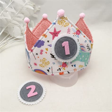 Corona Cumpleaños Reversible Unicornios Rosa