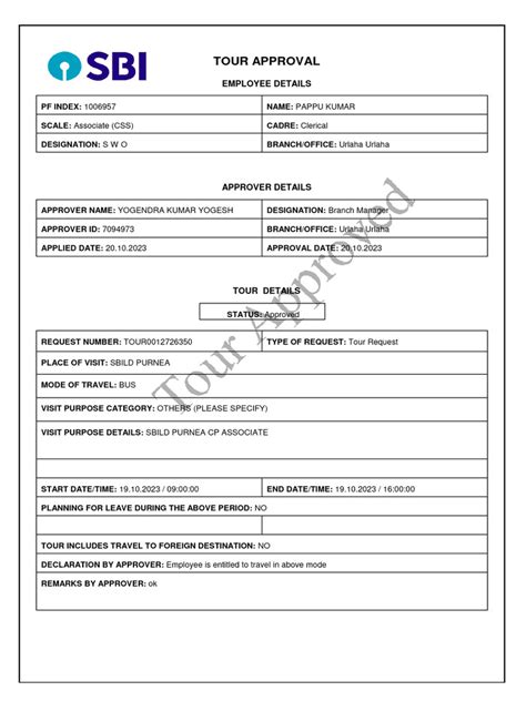 Tour Approval Pdf