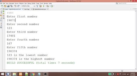 Sort Numbers In Netbeans To Find Min And Max Values Without Using Array Youtube