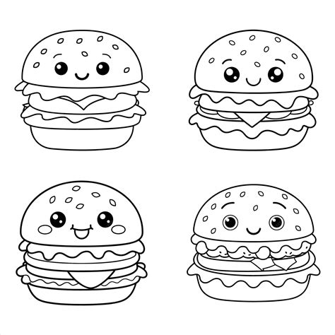 Cute Hamburger Coloring Pages