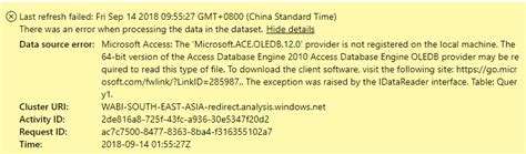 Access Db Dataset Refresh Error Microsoftaceoled Microsoft Fabric Community