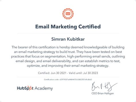 Simran Kubitkar On Linkedin Hubspotacademy Coursecompletion Certificateofcompletion