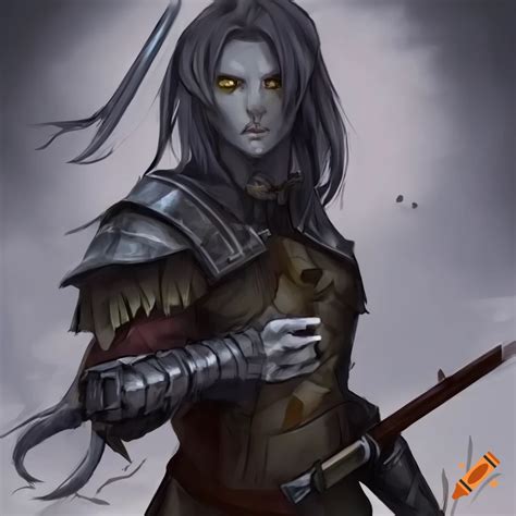 Animeundeadhalfelfmanwithdarkgreyhairandgreyskinandyellow