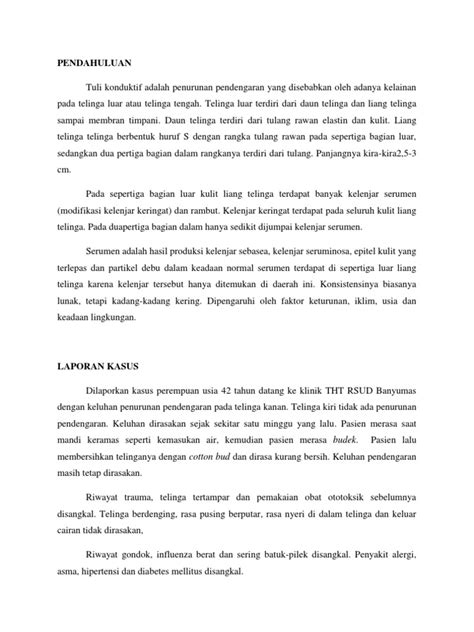 Tinjauan Kasus Tuli Konduktif Akibat Serumen Pdf