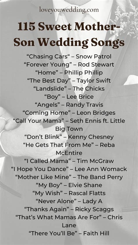 115 Best Mother And Son Wedding Songs For Your Playlist Wedding Dance