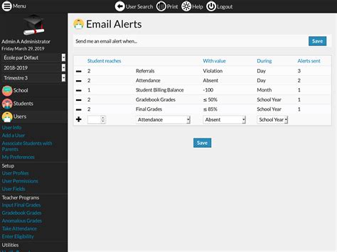 Email Alerts RosarioSIS