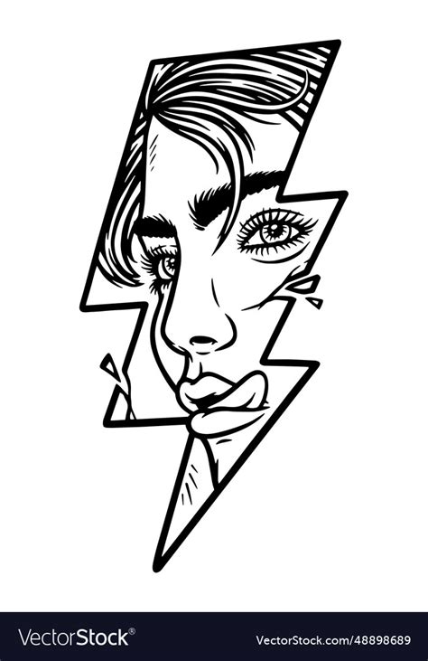 Woman Face In Shape Of Lightning Royalty Free Vector Image