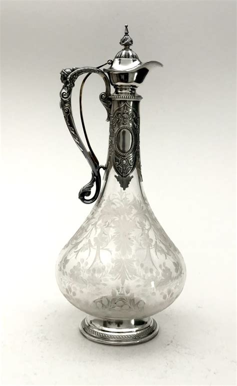 Magnificent Solid Silver Baccarat Crytal Wine Claret Ewer 37cm Art Deco