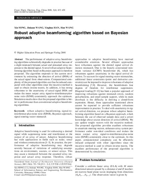 Pdf Robust Adaptive Beamforming Algorithm Based On Bayesian Approach