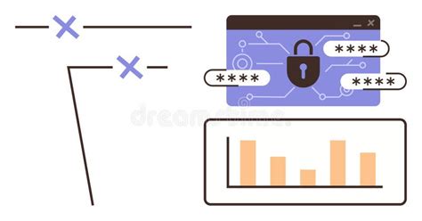 Data Security Concept With Password Protection And Analytics Dashboard Stock Vector