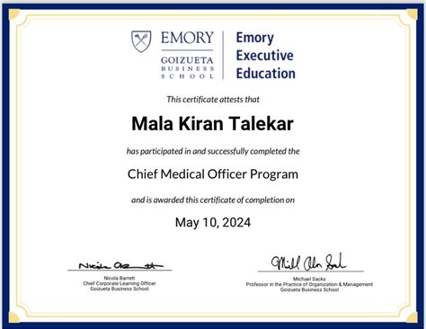 Mala Talekar On Linkedin Im Happy To Share That Ive Successfully Completed The Chief Medical