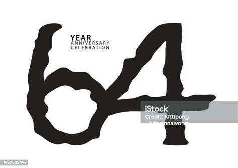 64 주년 기념일 축 하 블랙 컬러 로고 타입 벡터 64 숫자 디자인 64 번째 생일 초대장 로고 번호 디자인 벡터 일러스트 레이 션 그래픽 요소 서예 글꼴 타이포그래피