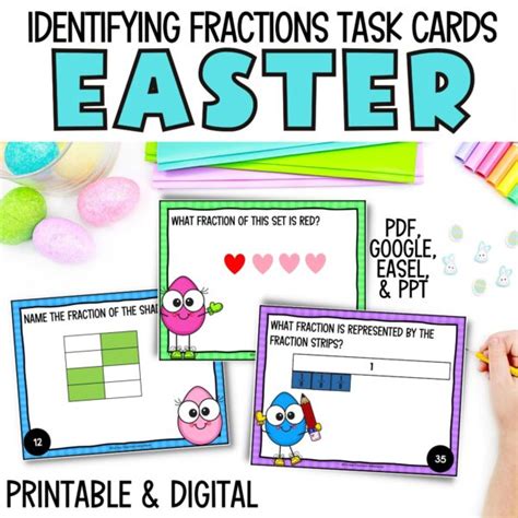 Easter Identifying Fractions Task Cards Curious Classroom Adventures