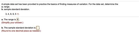 Solved A Simple Data Set Has Been Provided To Practice The Basics Of