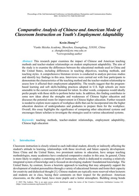 Pdf Comparative Analysis Of Chinese And American Mode Of Classroom Instruction On Youths