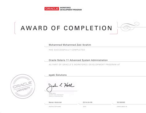 Oracle Solaris Advanced Mohammed Mohammed Zaki Ibrahim WDP Certificate PDF