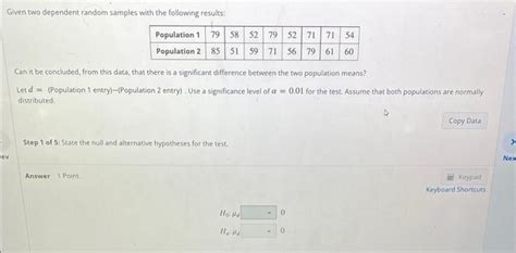 Solved Given Two Dependent Random Samples With The Following