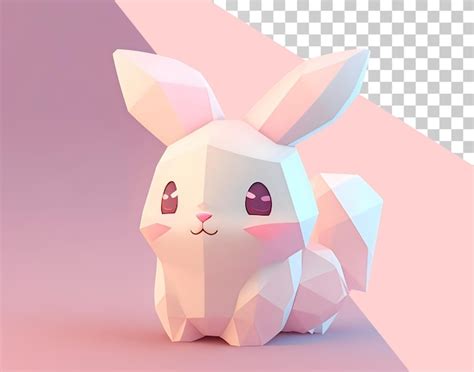 Premium Psd A Low Poly Cute Bunny Character