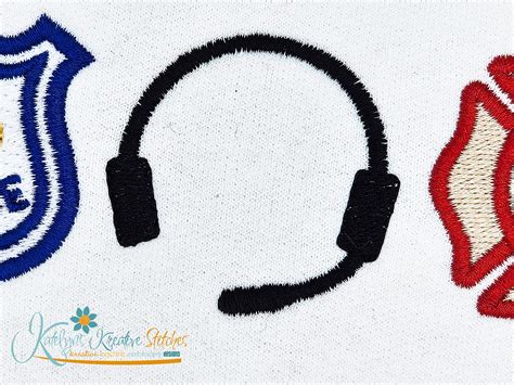 Dispatch Headset Icon Embroidery Filled And Outline Versions