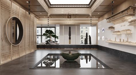 新中式展厅效果 效果图交流区 建e室内设计网