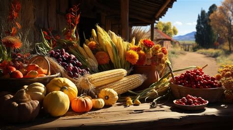 Premium Photo Bountiful Harvest In A Rustic Farmhouse Setting