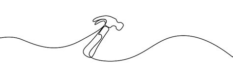 미니멀리스트 스타일로 디자인된 망치의 단순하고 연속적인 선화 한 줄 아이콘입니다 연속 라인 망치 아이콘입니다 벡터 일러스트 레이 션 한붓그리기에 대한 스톡 벡터 아트 및