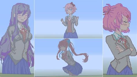 Built The Ddlc Characters In Minecraft R Ddlc