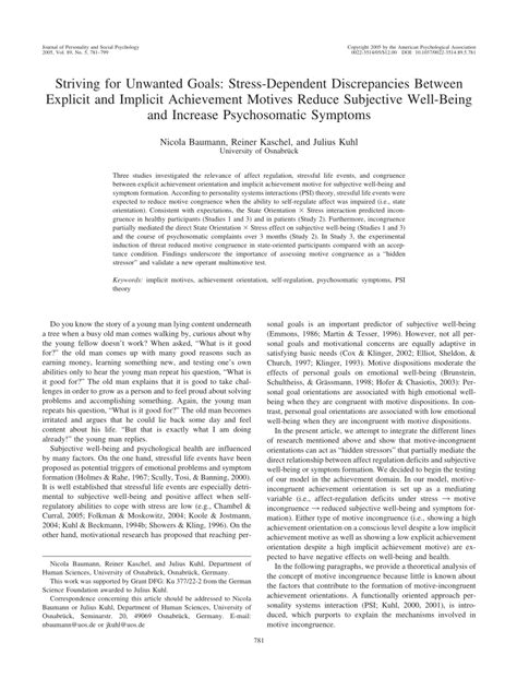 Pdf Striving For Unwanted Goals Stress Dependent Discrepancies Between Explicit And Implicit
