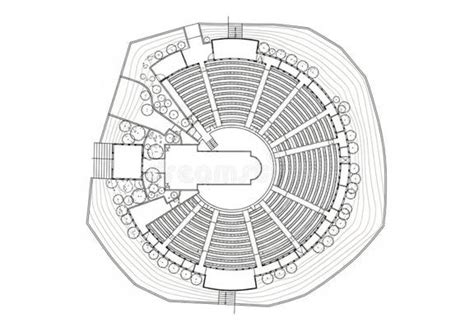 Circular Architectural Floor Plan Featuring An Amphitheater Layout