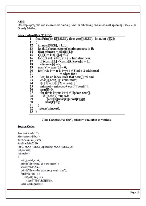 Daa Lab Daa Notes Experiment 4 Aim Develop A Program And Measure