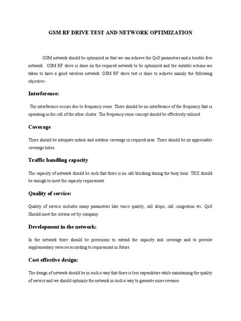 Rf Drive Test Pr Pdf Quality Of Service Cellular Network