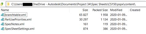 where to find the min size max size and part use priority of the spec