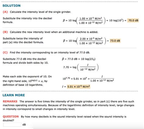 Solved SOLUTION A Calculate The Intensity Level Of The Chegg