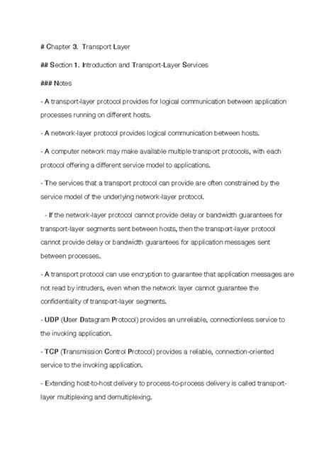 Chapter 3 Transport Layer Chapter 3 Transport Layer Section 1 Introduction And Transport