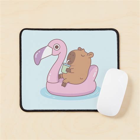 Cute Capybara Chilling On Pink Flamingo Pool Float Sticker For Sale